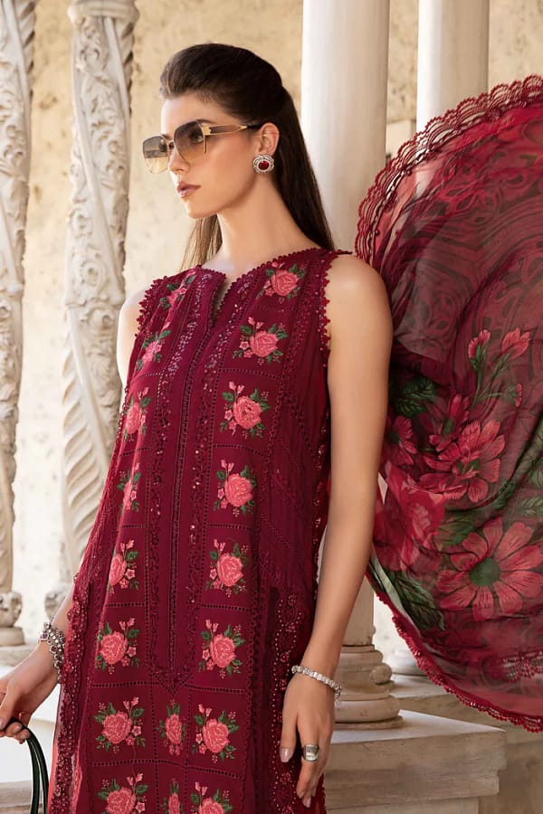 Maria B Embroidered Luxury Lawn '24 - Red