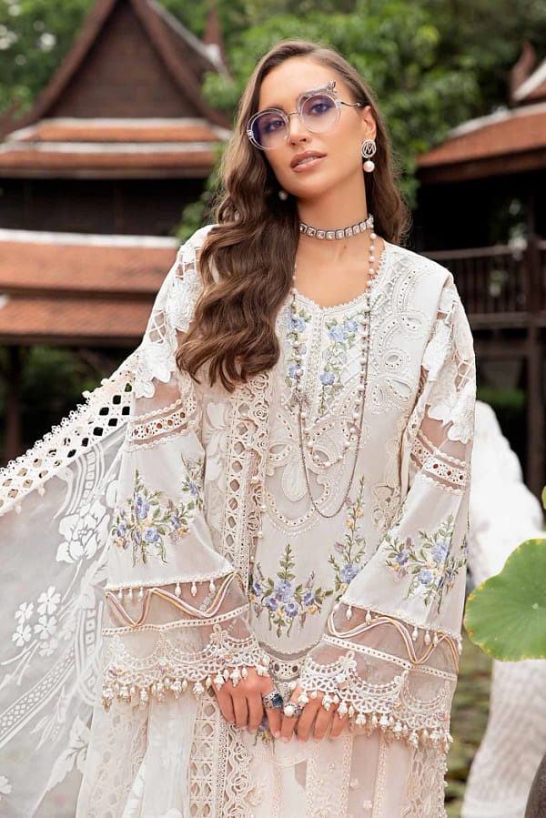 Maria B Embroidered Luxury Lawn '24 - Off White